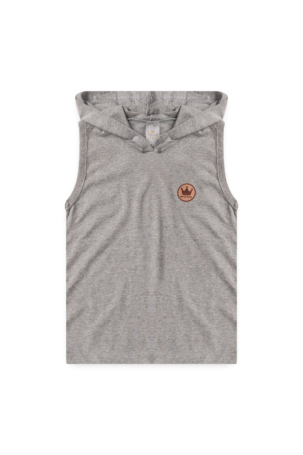 Conjunto Infantil Verão Masculino Regata Com Capuz Plaquinha - Mescla